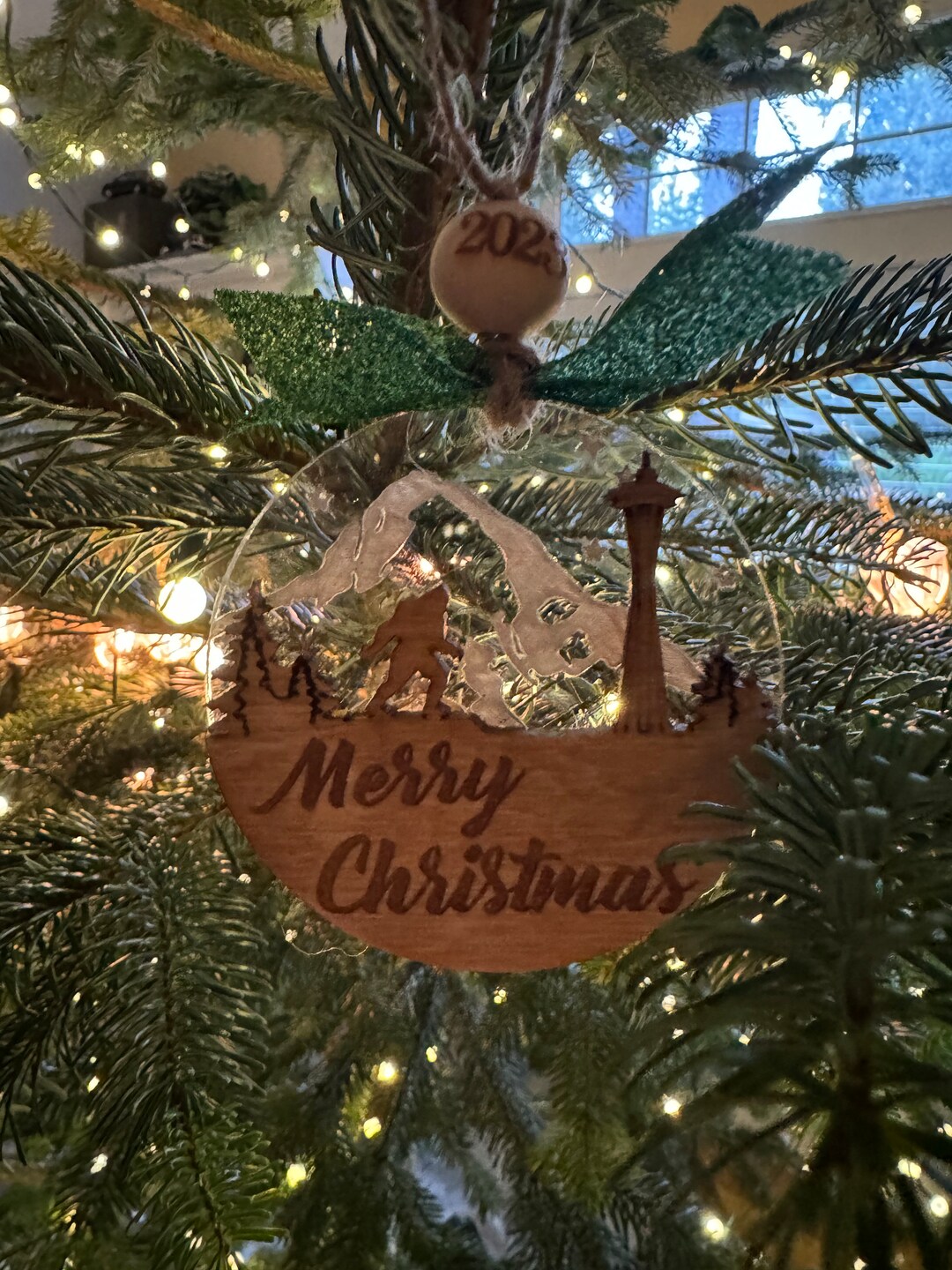 Merry Christmas Space Needle, Big Foot. Wood and Acrylic Handmade ...