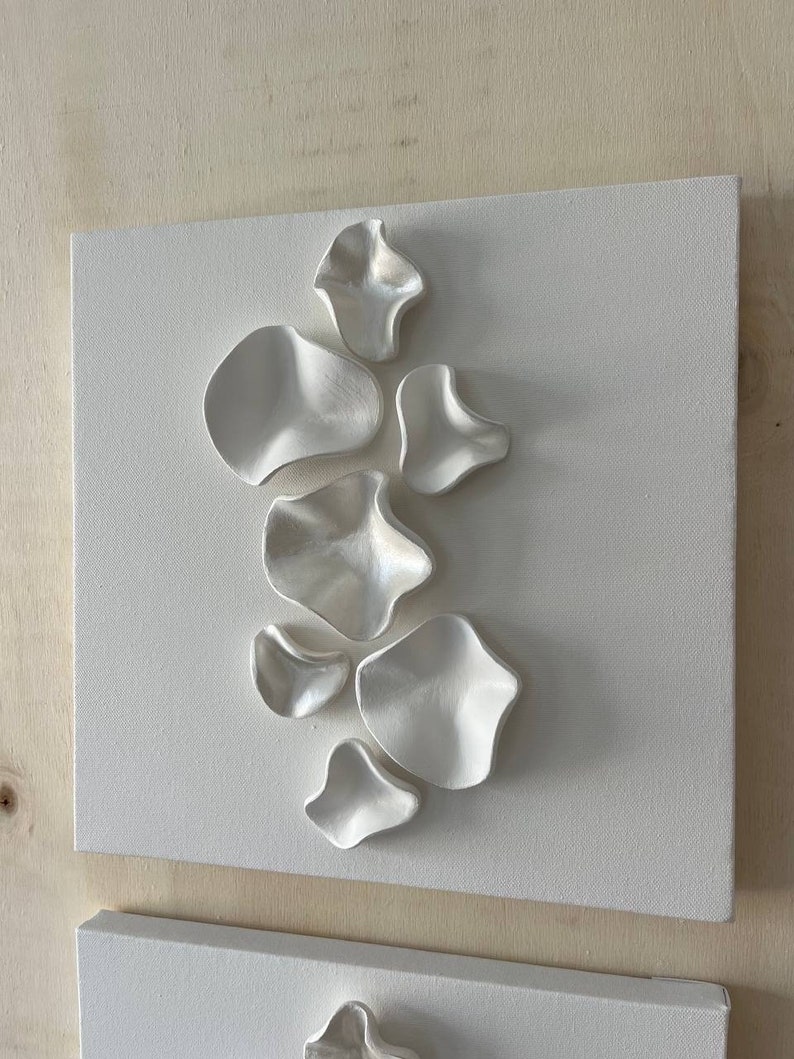 Set of 3: Handmade Clay Sculpture Painting - Organic Texture Relief ...