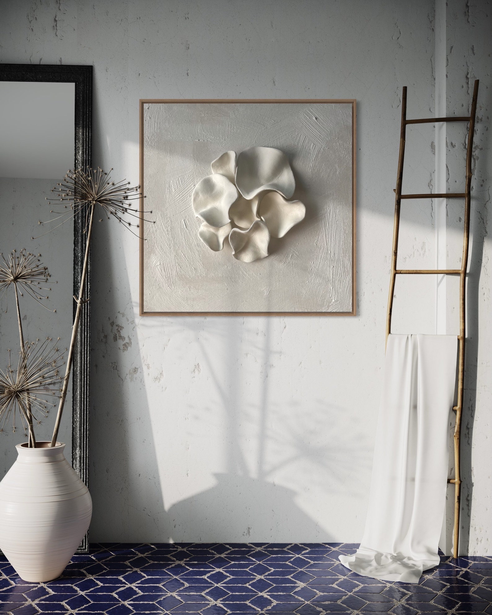 Abstract Relief Art, Monochrome Canvas Art, Sculpture Clay Painting ...