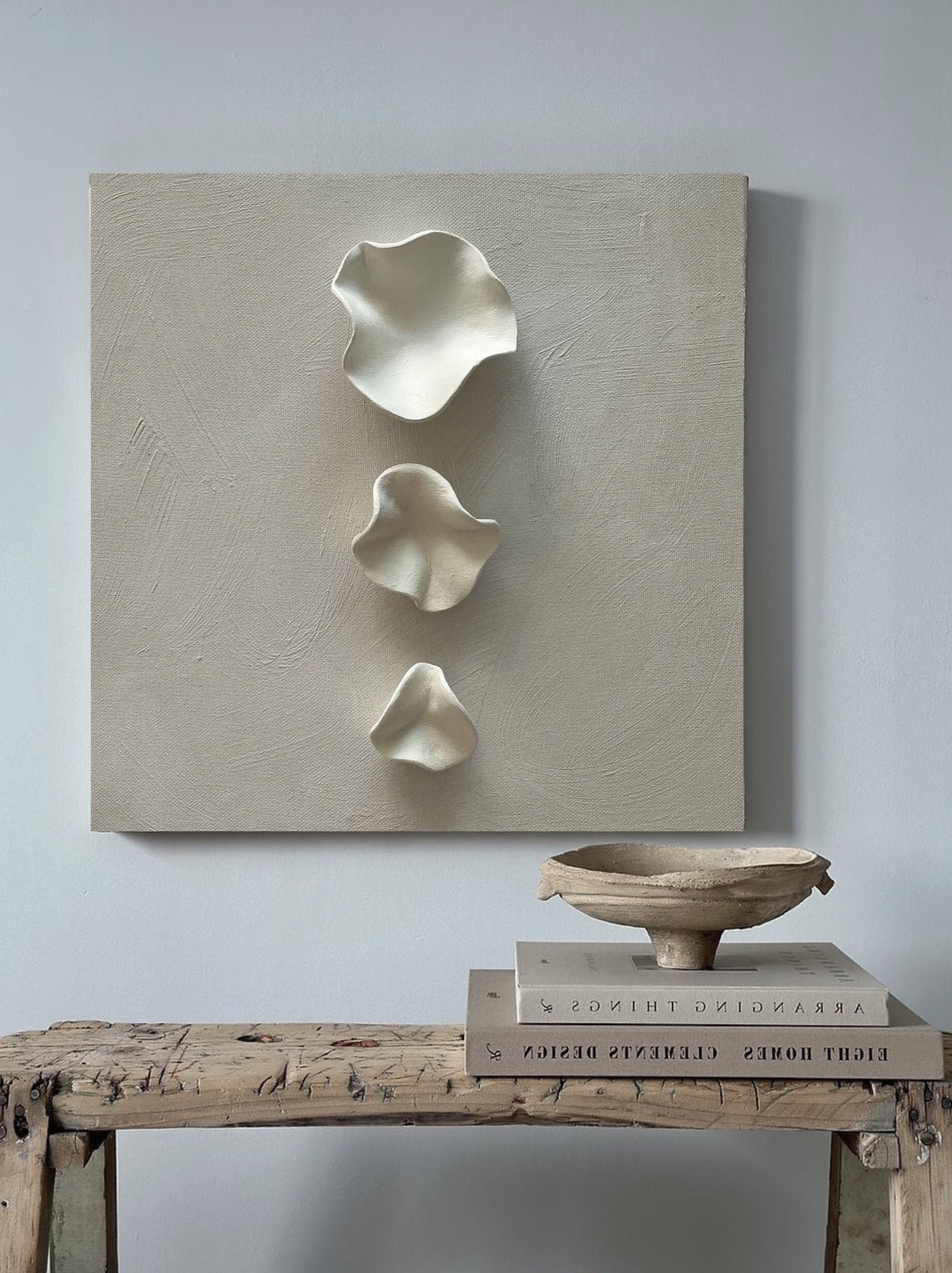 Handmade Clay Sculpture Painting: 3D Abstract Wabi-sabi Wall Art - Etsy