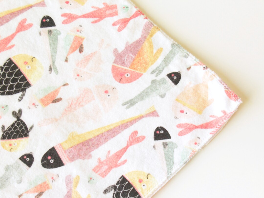 Extra Large Fish Flannel Receiving Blanket Swaddle | Gender Neutral ...