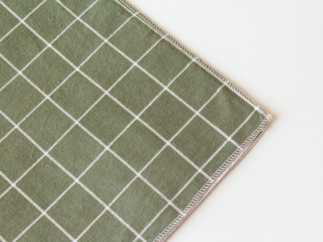 Extra Large Olive Green Plaid Grid Flannel Receiving Blanket Swaddle ...