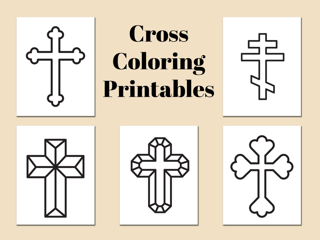 Collection of Cross Coloring Pages for Kids - Digital Download - Print ...
