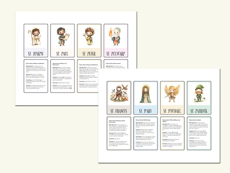 Printable Saint Trading Cards - Catholic Saints for Kids - 22 Saints ...