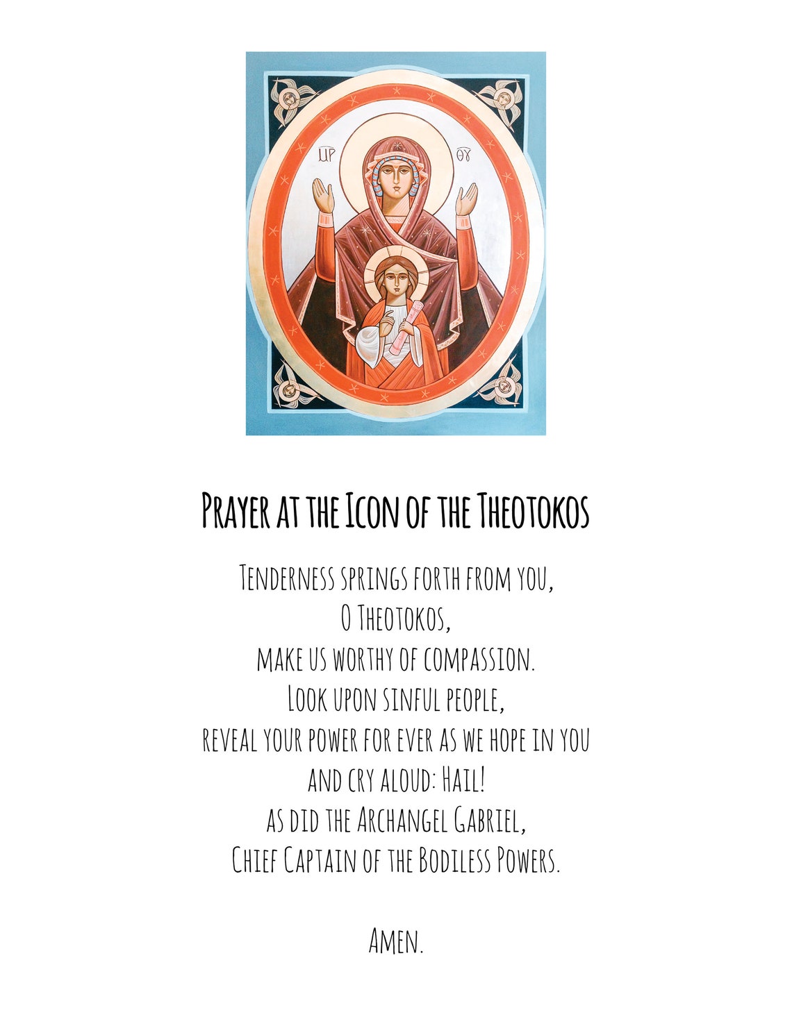 Orthodox Prayer to Theotokos Print - Digital File - 8.5 X 11 - Etsy