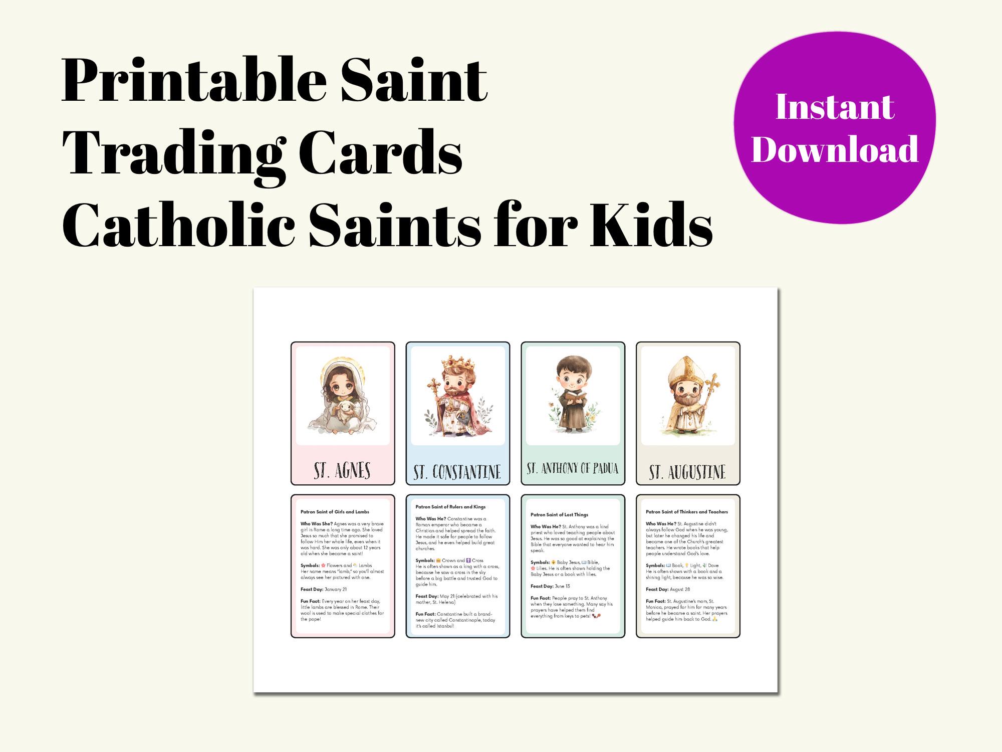Printable Saint Trading Cards - Catholic Saints for Kids - 22 Saints ...