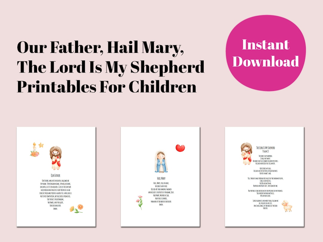 Our Father, Hail Mary, the Lord is My Shepherd Prayer Printables for ...
