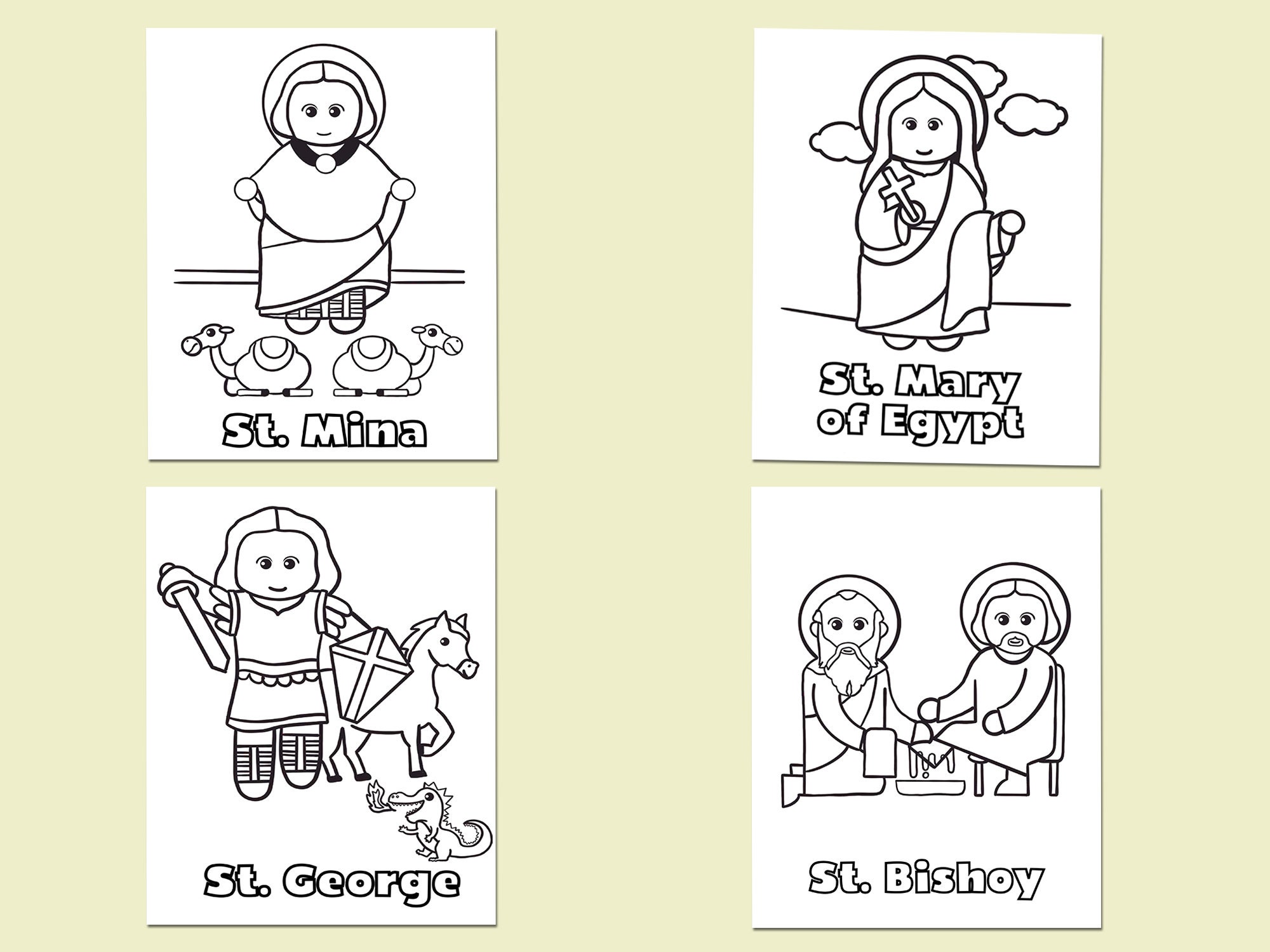 Collection of Coptic Orthodox Saints Coloring Pages for Kids - Digital ...