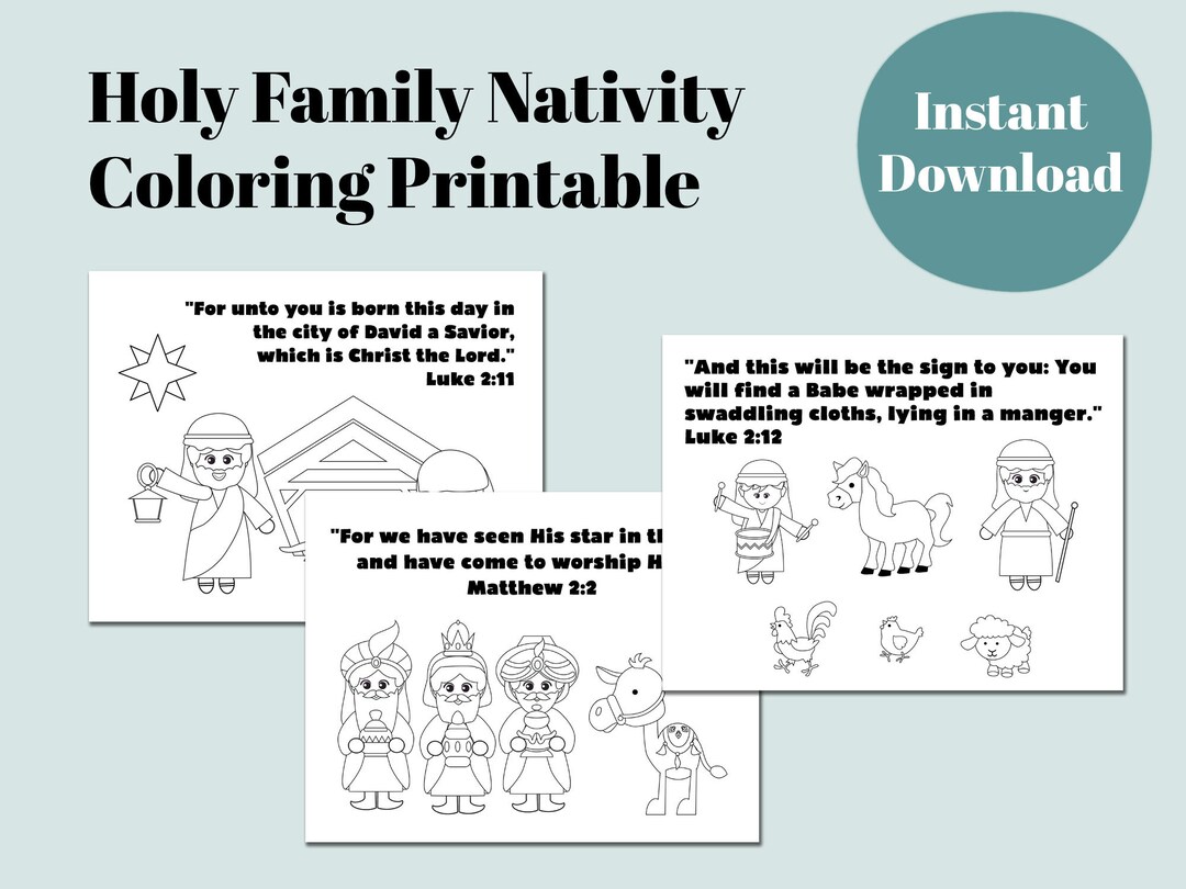 Nativity Holy Family Coloring Pages Digital Download Print - Etsy