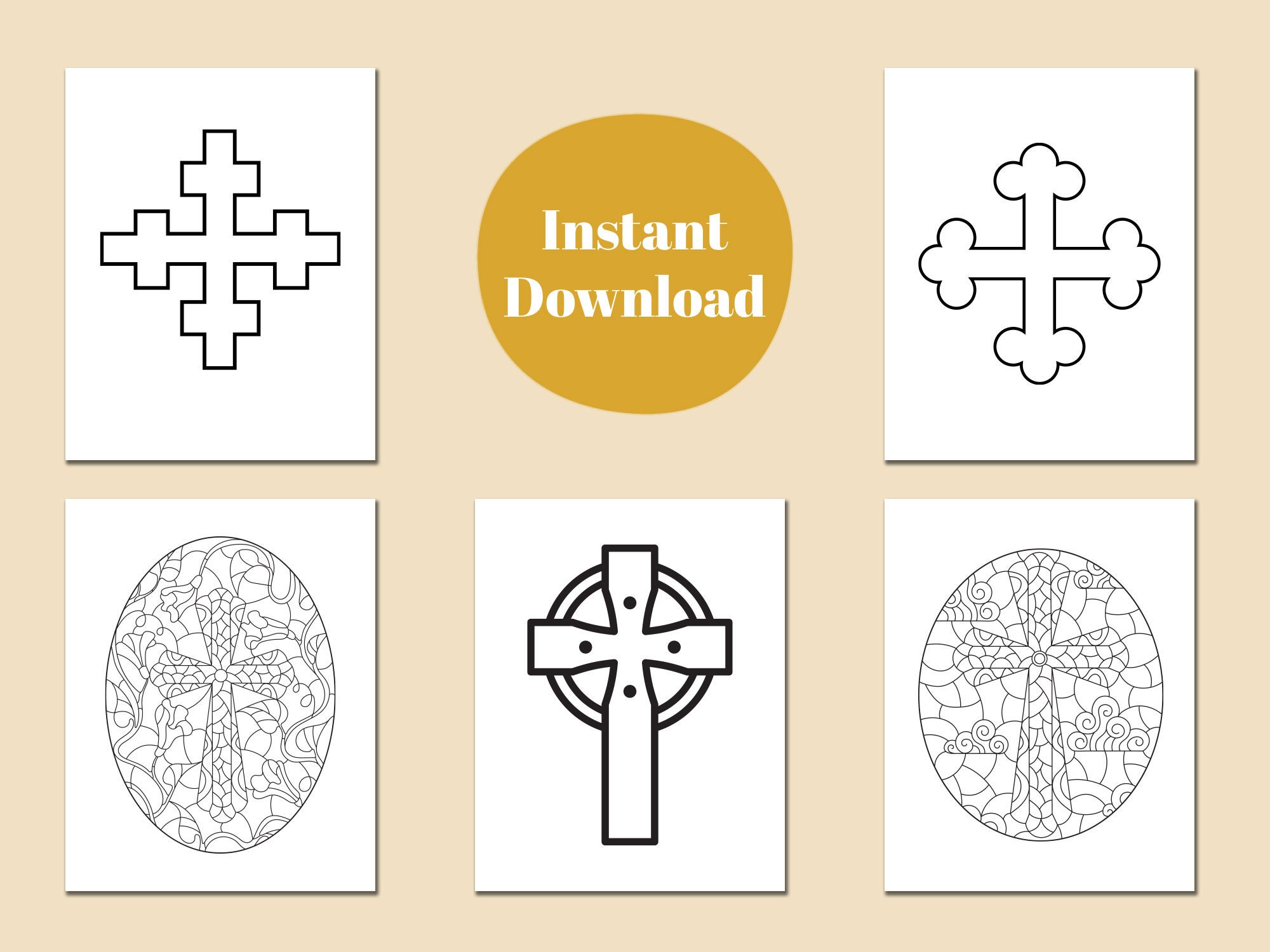 Collection of Cross Coloring Pages for Kids - Digital Download - Print ...
