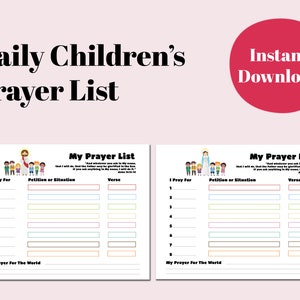 Prayer List for Children - Etsy
