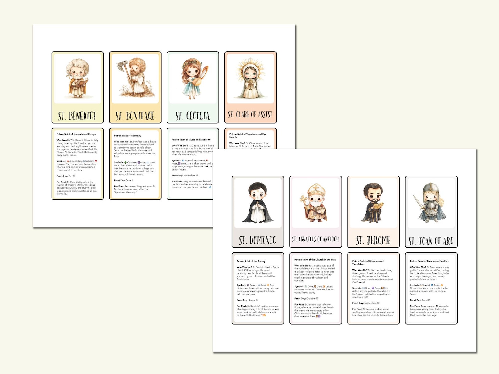 Printable Saint Trading Cards - Catholic Saints for Kids - 22 Saints ...