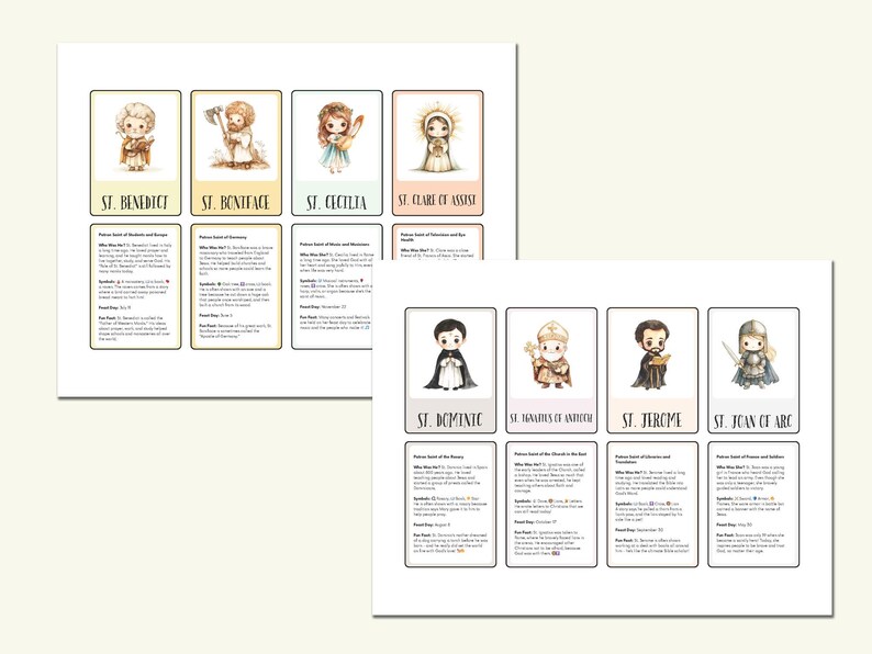 Printable Saint Trading Cards - Catholic Saints for Kids - 22 Saints ...