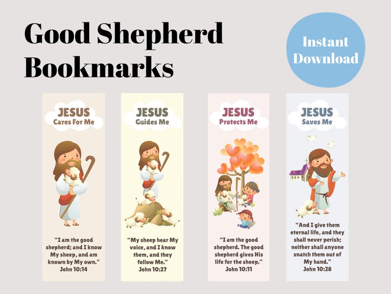 Printable Christian Bookmarks for Kids - Jesus the Good Shepherd ...