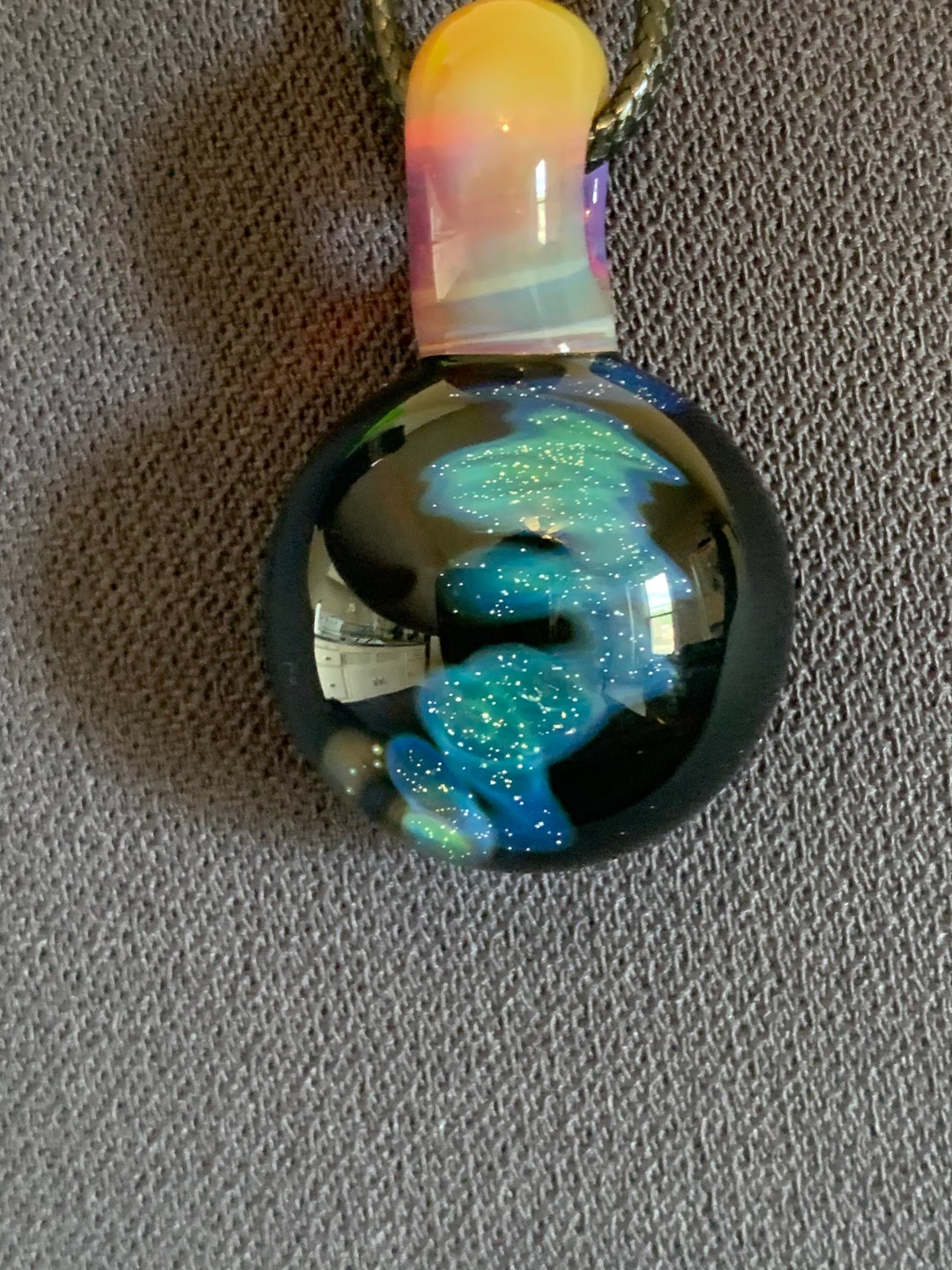 17mm Silver Trap With Amber Purple Loop on an 18in Black Cord With ...