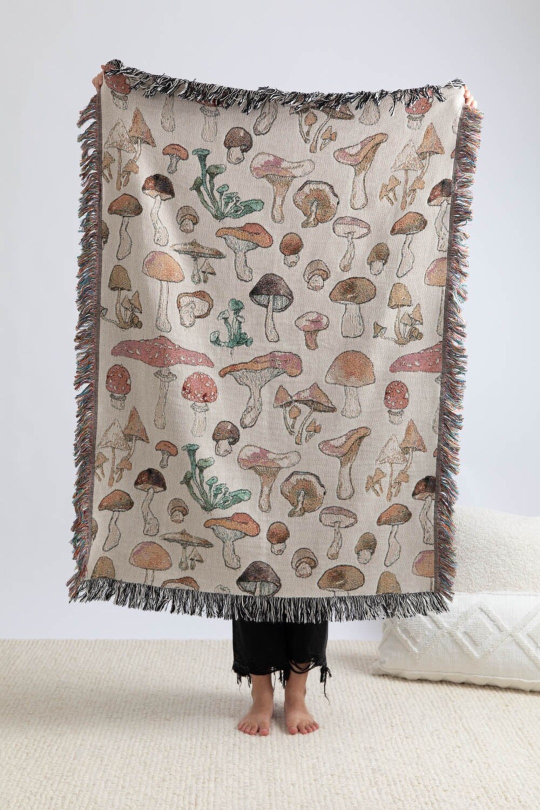 Mushroom Blanket, Mushroom Woven Throw Blanket, Mushroom Decor ...