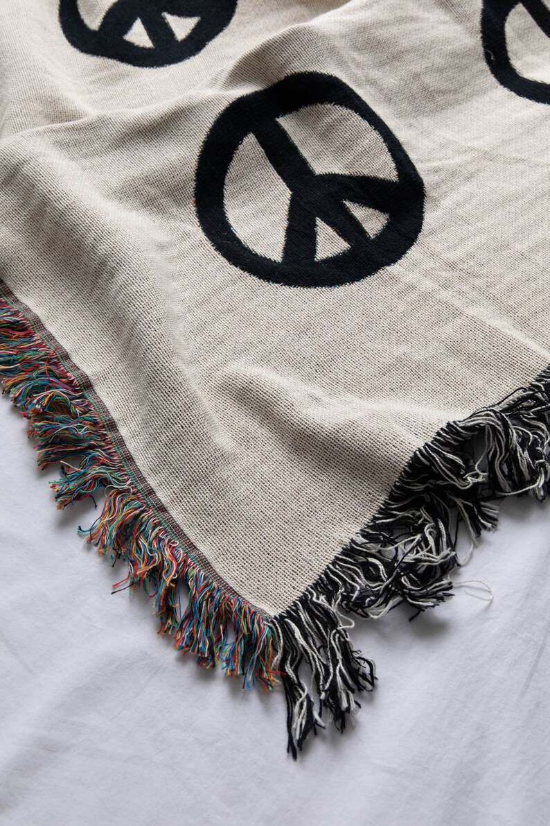Peace Sign Woven Tapestry Blanket, Large Tapestry Throw Blanket ...
