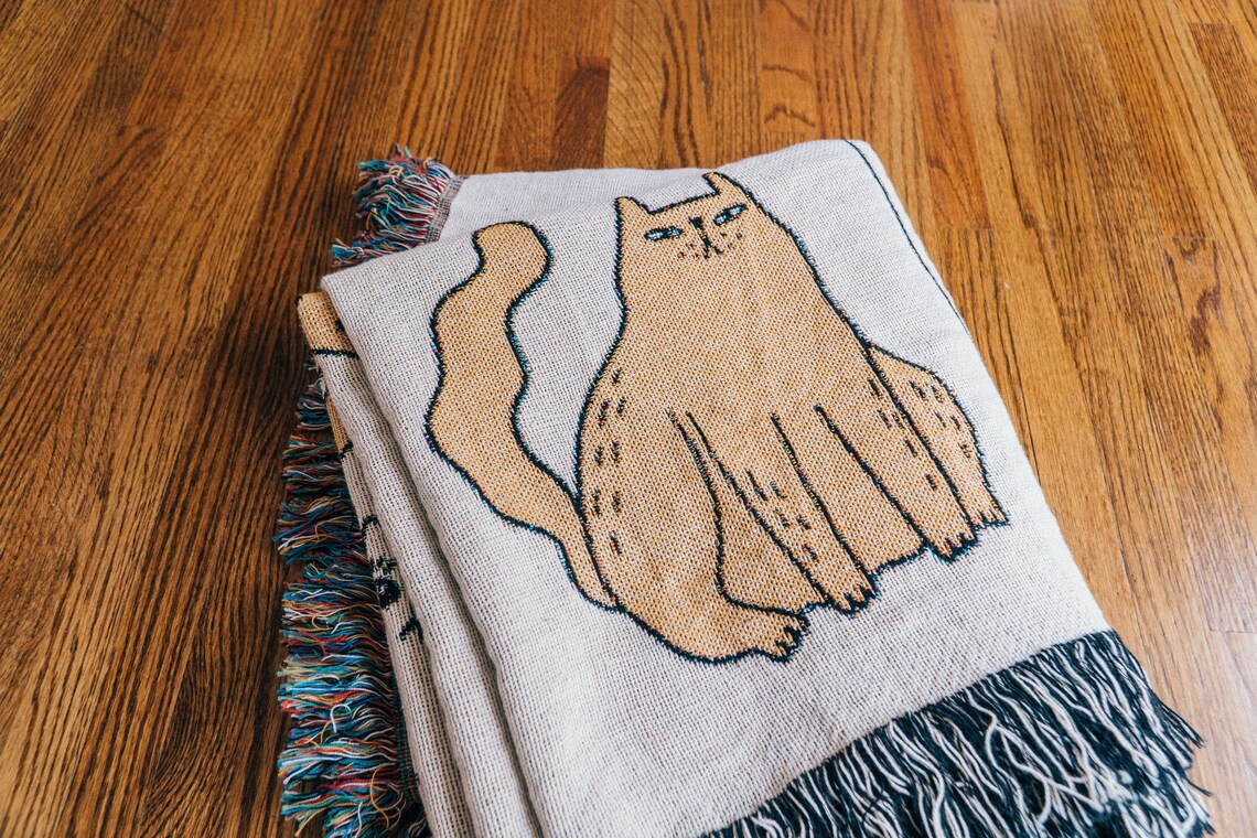 Funny Cat Throw Blanket Woven Tapestry Throw Blanket Funny | Etsy