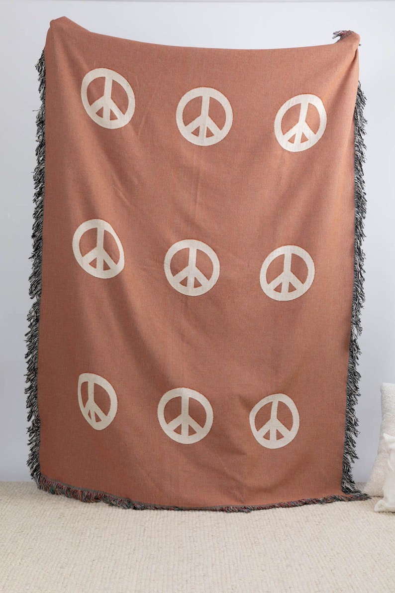 Peace Sign Woven Tapestry Blanket, Large Tapestry Throw Blanket ...