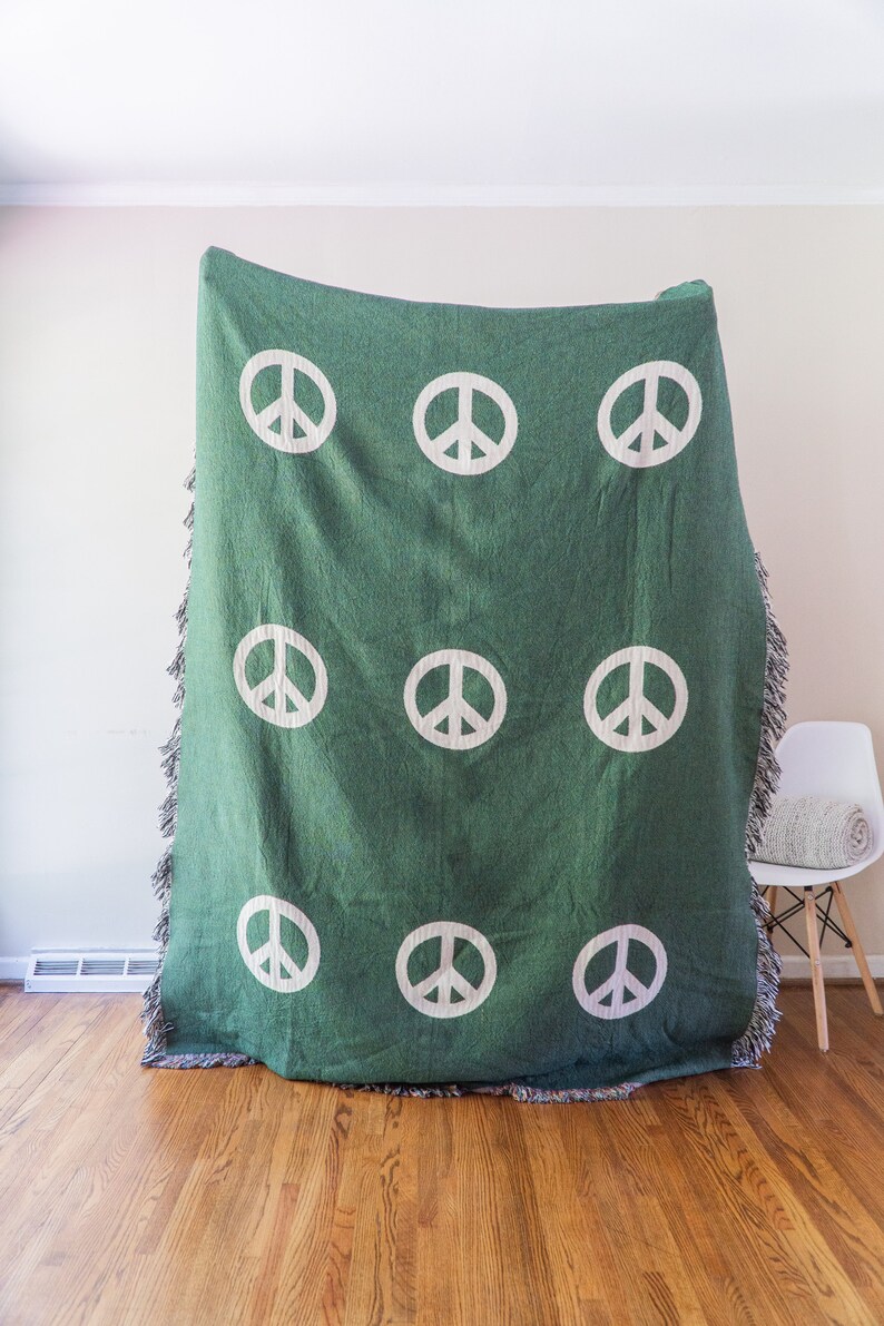 Peace Sign Woven Tapestry Blanket Large Tapestry Throw | Etsy