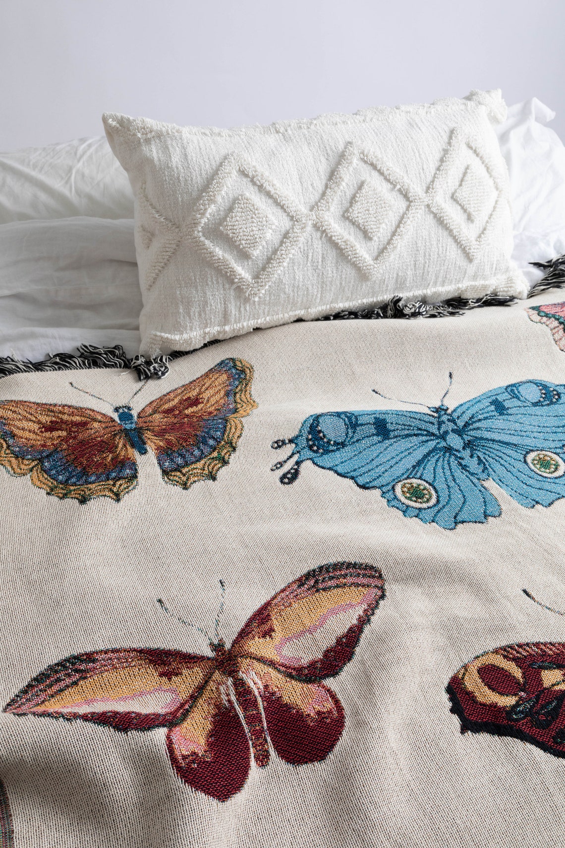Butterfly Woven Throw Blanket Butterflies Tapestry Tapestry - Etsy