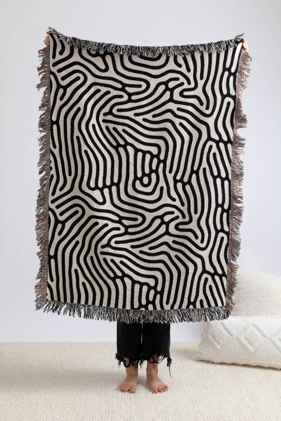 Abstract Modern Art Woven Throw Blanket, Modern Art Blanket, Minimal ...