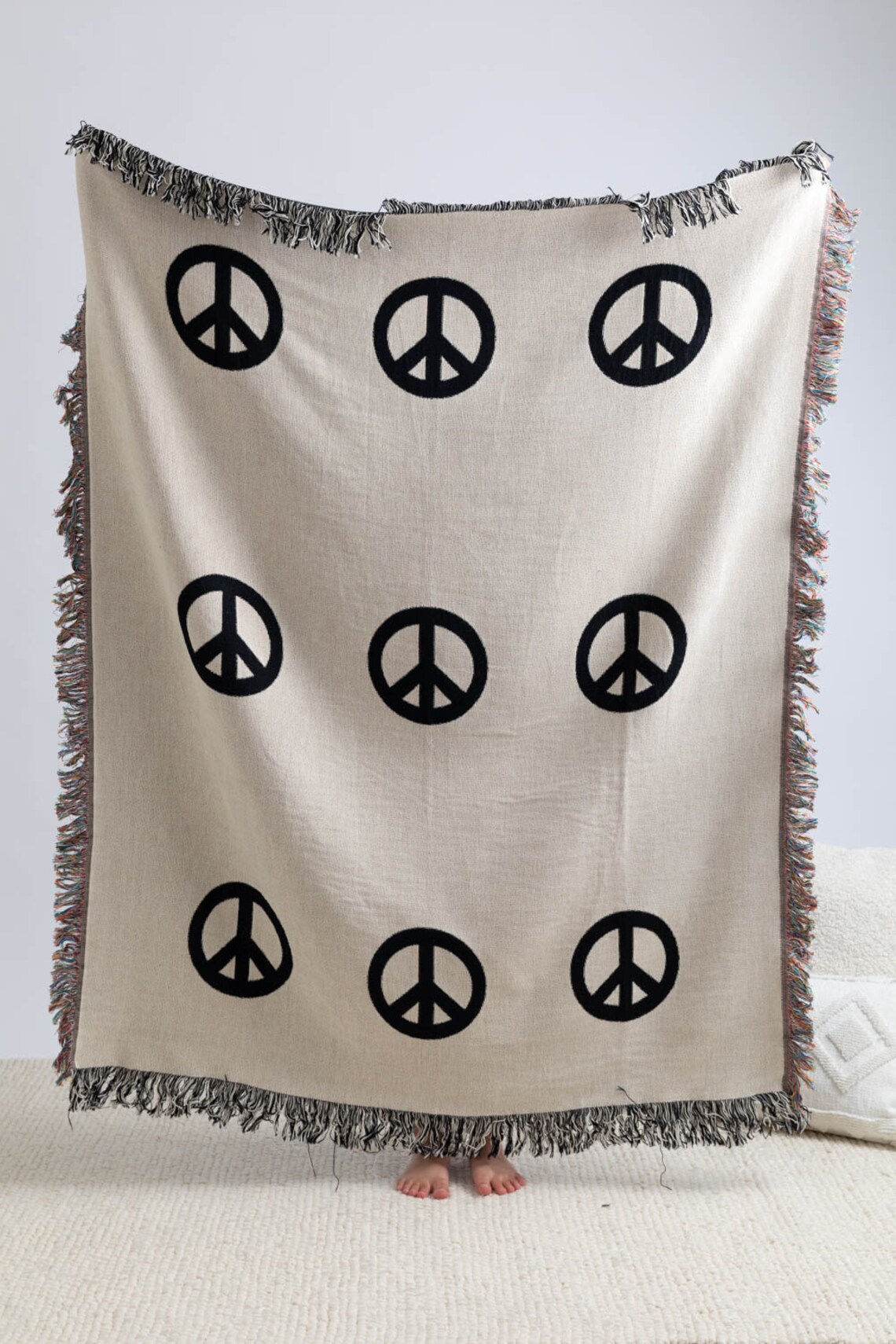 Peace Sign Woven Tapestry Blanket, Large Tapestry Throw Blanket ...