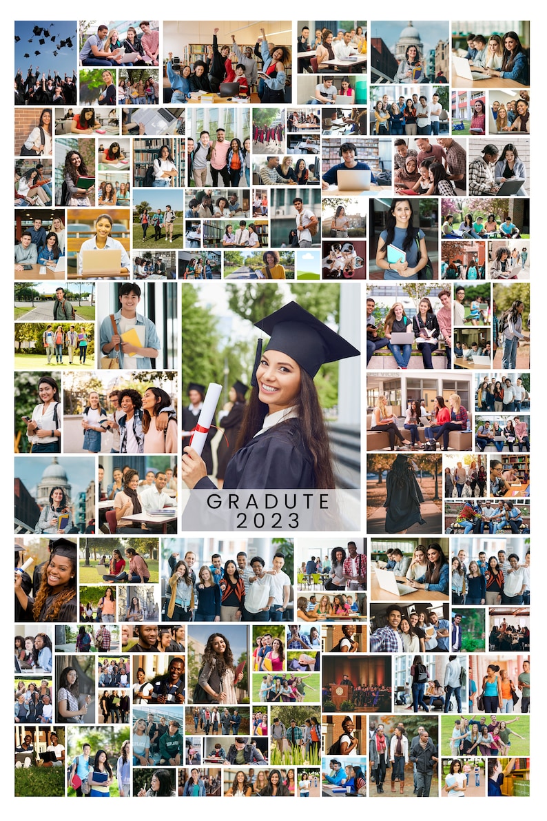 Graduation Photo Collage Template: Class Picture Poster (digital ...