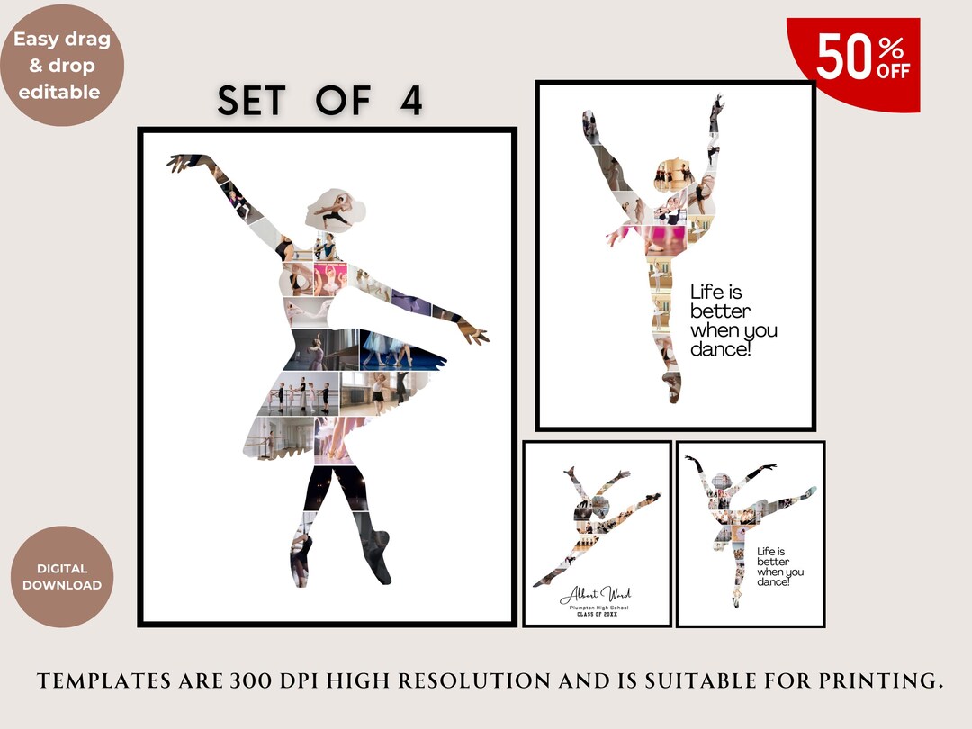 Ballet Dance Photo Collage Editable Personalized Ballerina Dancer Photo ...