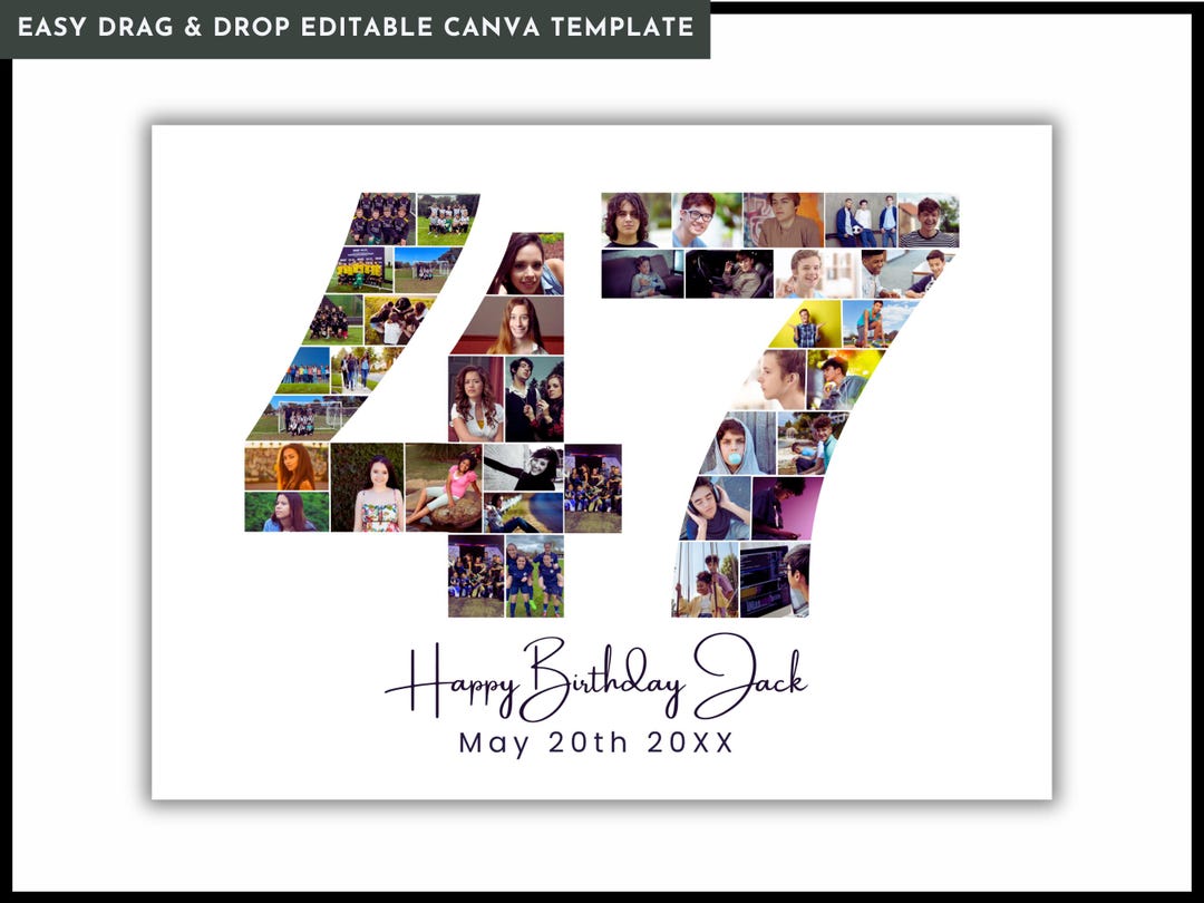 47th Birthday Photo Collage Gift: Personalized Number Template (digital ...
