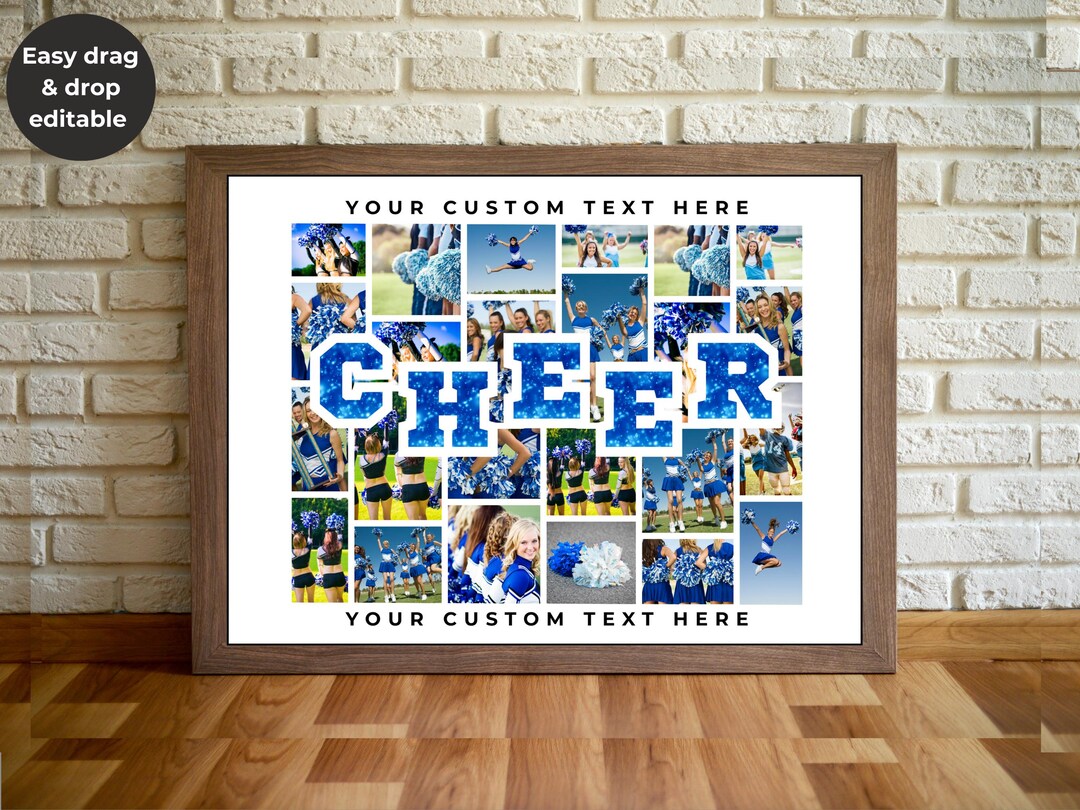 Cheerleading Photo Collage Template, DIY Cheer Coach Gift (digital ...