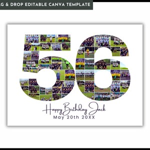 56th Birthday Photo Collage Template, Editable Personalized 56th ...