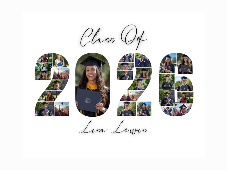 2026 Graduation Photo Collage Template: Editable Senior Party Decor ...