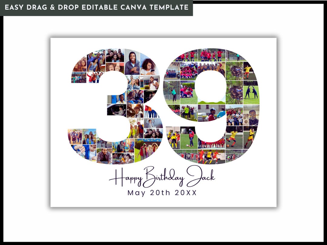 39th Birthday Photo Collage, 39th Anniversary OR Birthday Gift ...