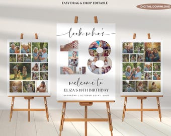 18th Birthday Photo Collage TEMPLATE, Look Who's 18, Customizable Photo ...
