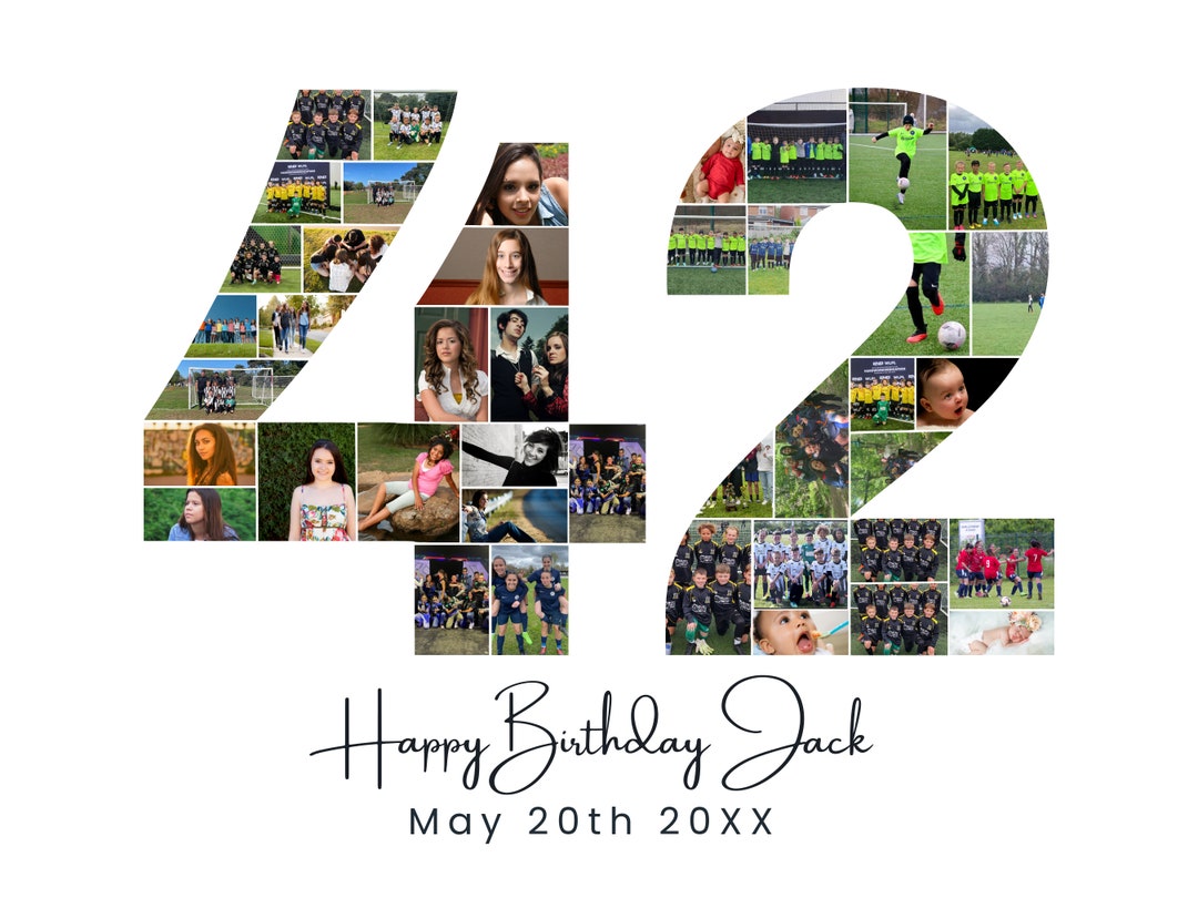 42nd Birthday Photo Collage Gift: Editable Number Poster (digital ...