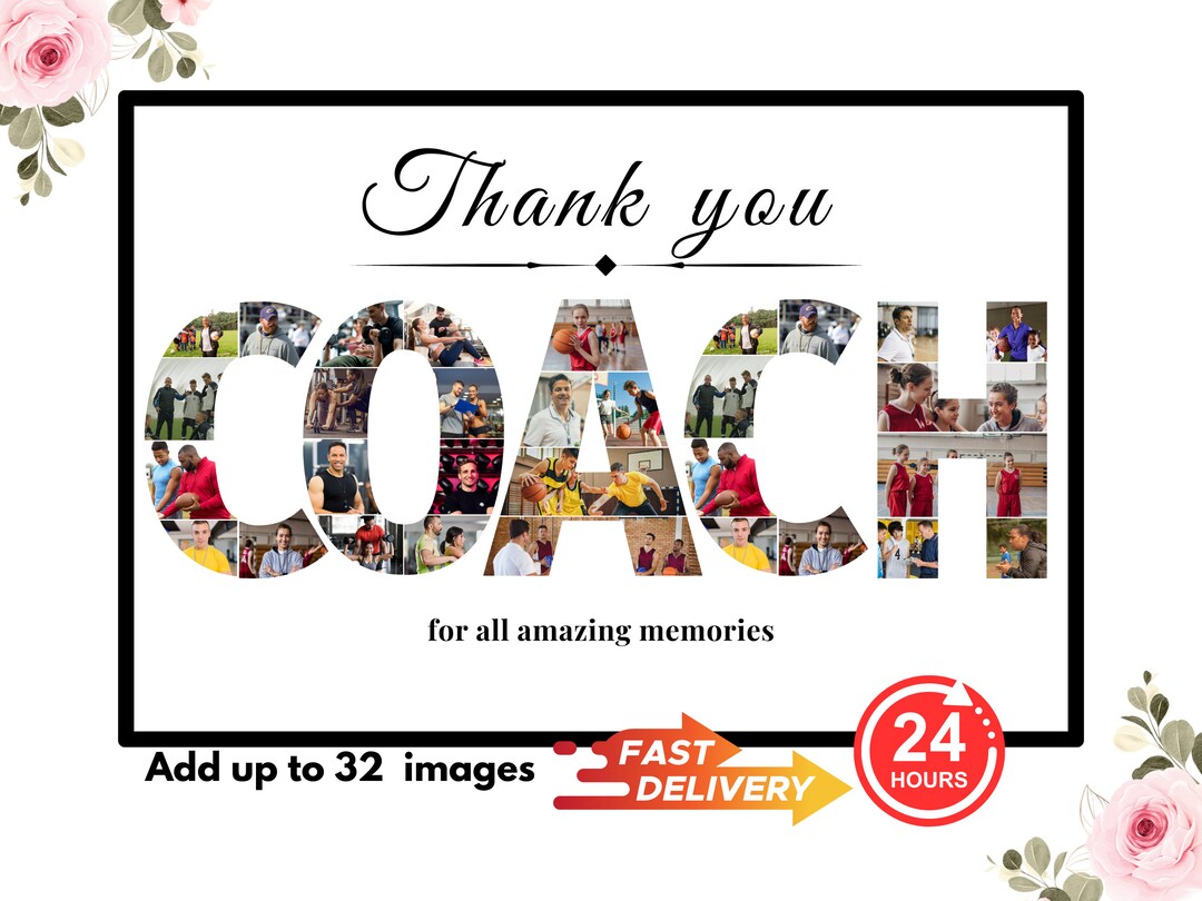 Coach Collage Frame, Custom Gift for Coach, Personalised Collage Gift ...