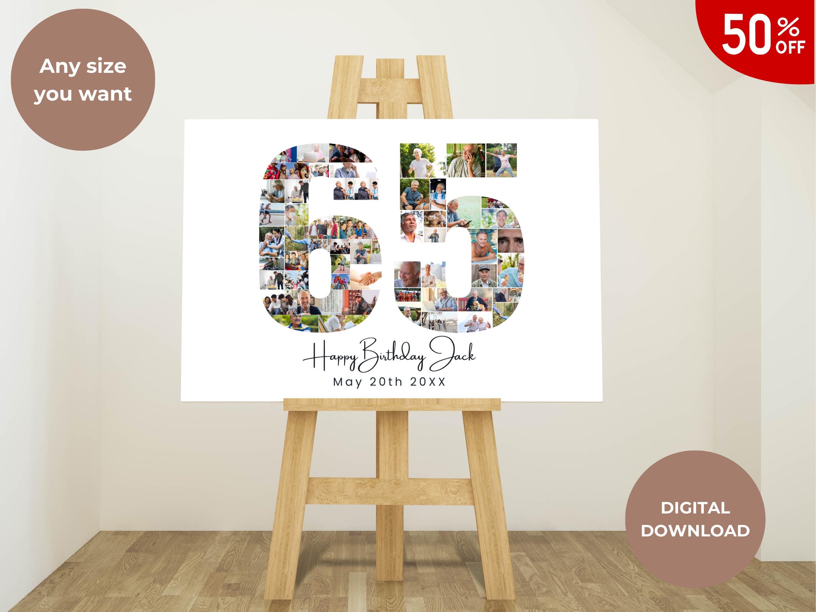65th Birthday Photo Collage Poster, Personalized Keepsake (digital ...