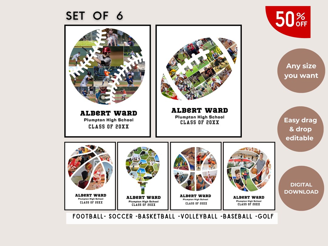 Sports Ball Photo Collage Set: Senior Night Gift (digital Download) - Etsy
