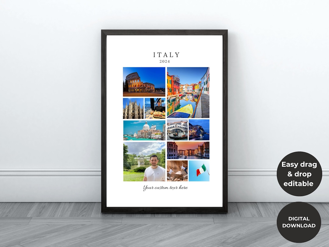 Personalised Travel Photo Collage, Holiday Photo Print, Personalised ...