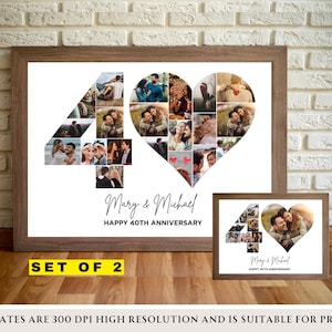 40th Anniversary Heart Editable Photo Collage 40 Year Wedding ...