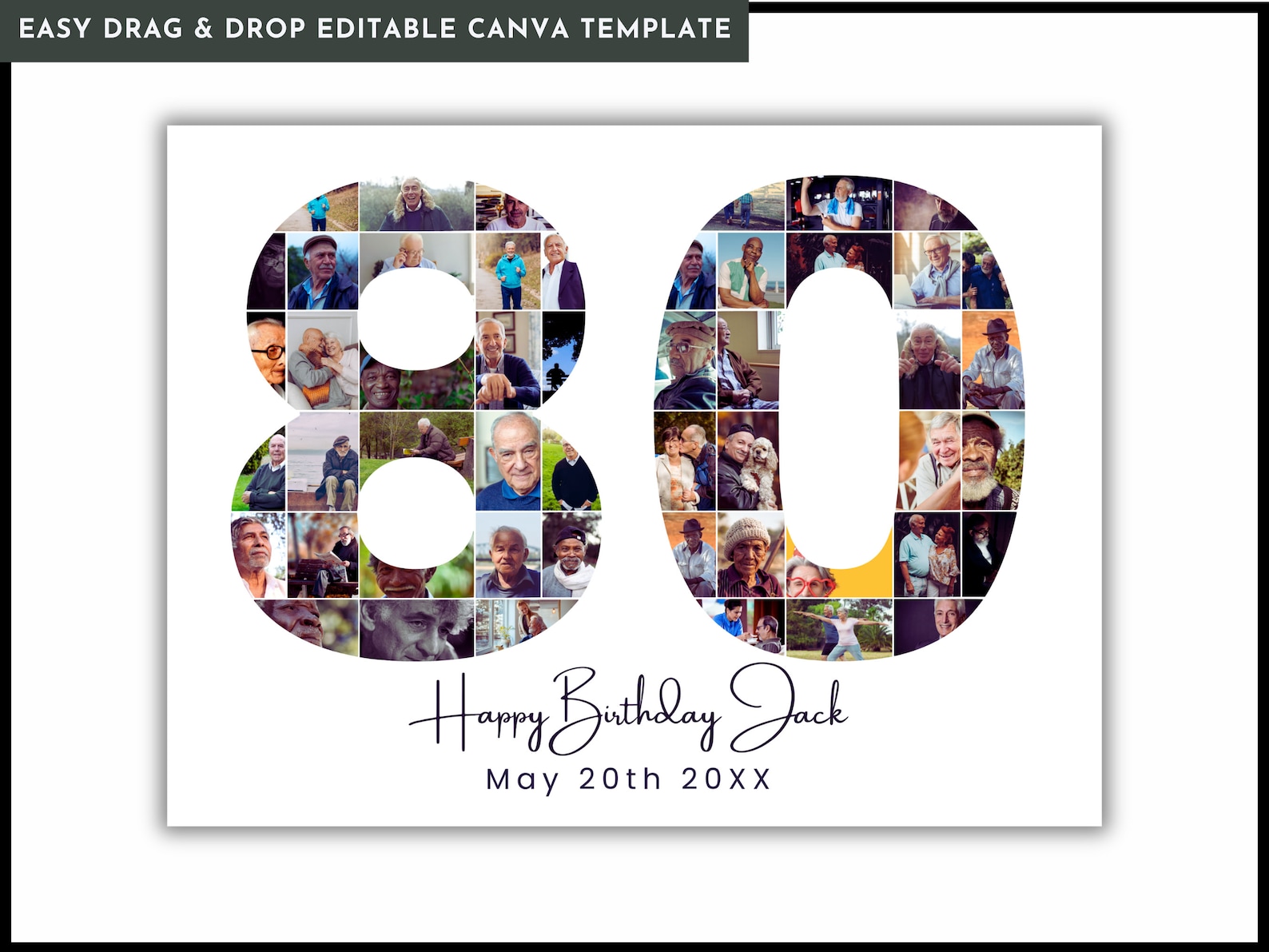 80th Birthday Photo Collage Gift: Personalized Keepsake (digital ...