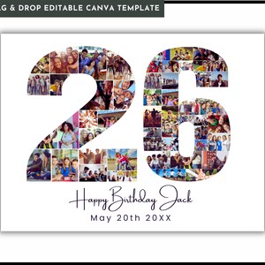26th Birthday Photo Collage Template, Personalized Gift (digital ...