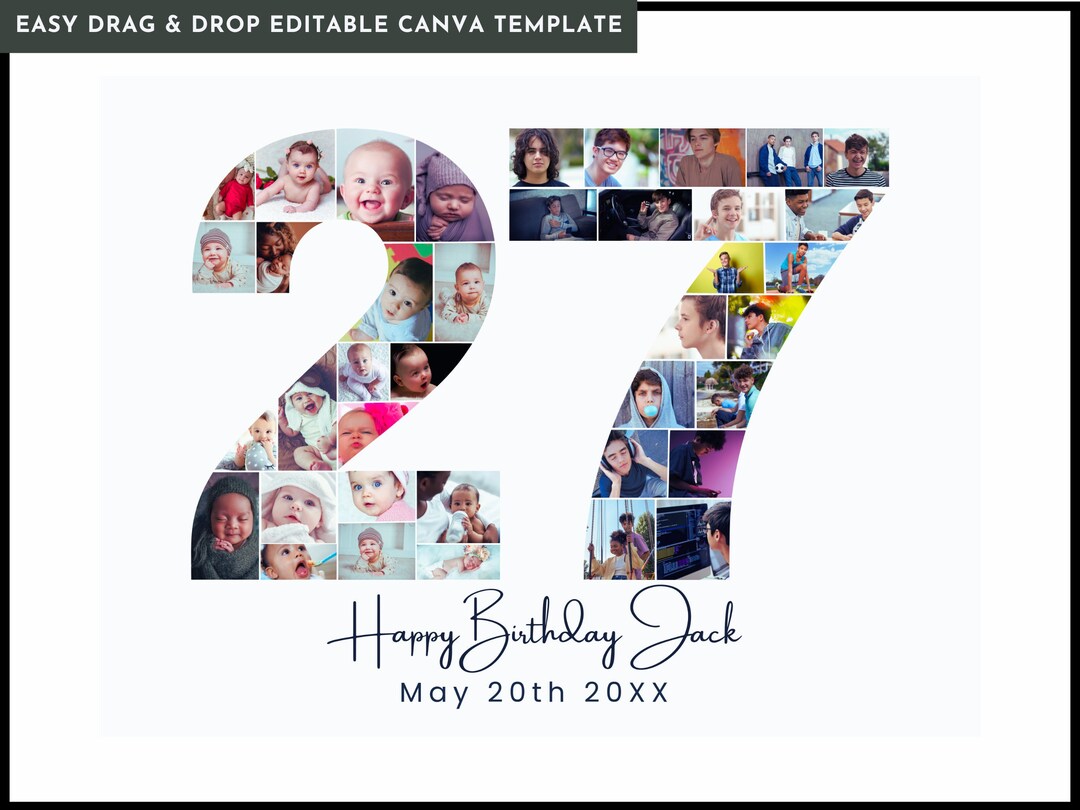 27th Birthday Photo Collage, 27th Anniversary OR Birthday Gift ...