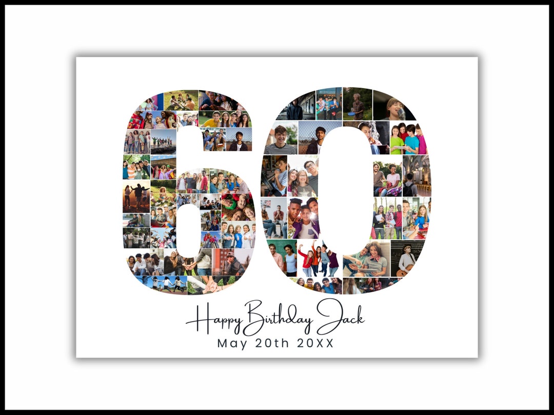 60th Birthday or Anniversary Photo Collage Template, Personalized 60th ...