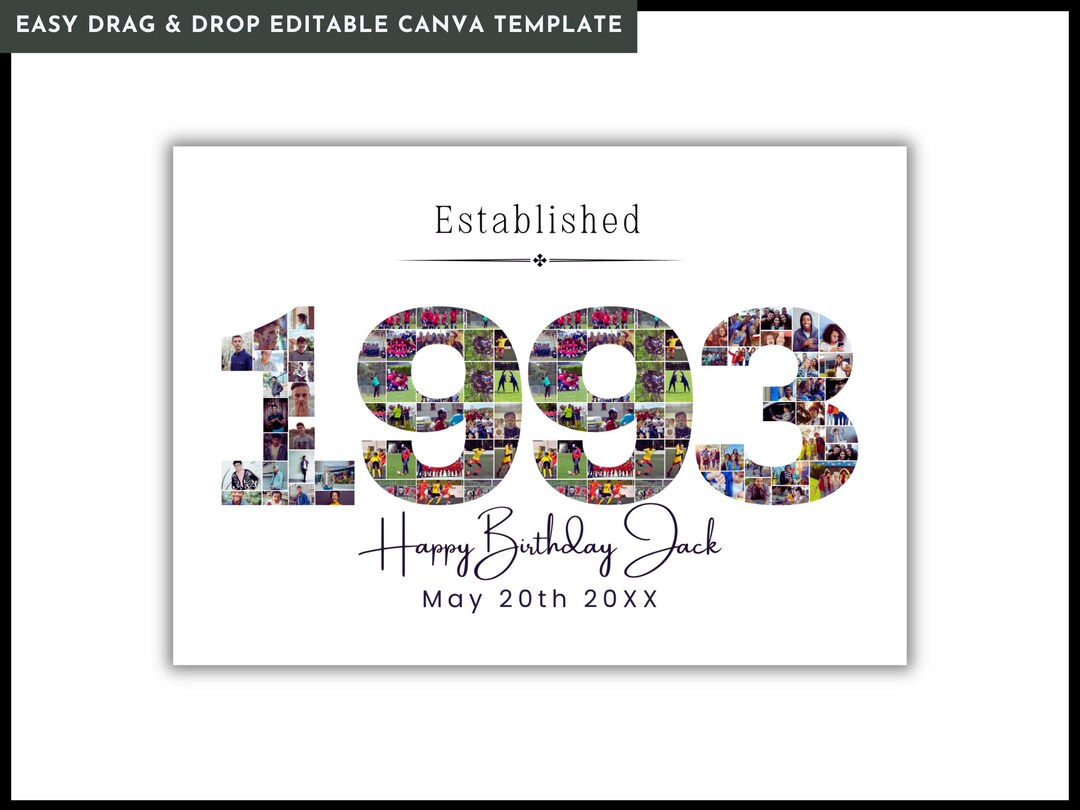 EDITABLE 1993 Birthday Collage, Year 1993 Photo Collage, 30th ...