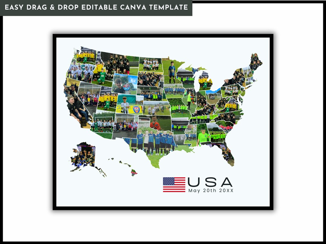 EDITABLE Custom USA Map Photo Collage, Personalized 50 States Picture ...