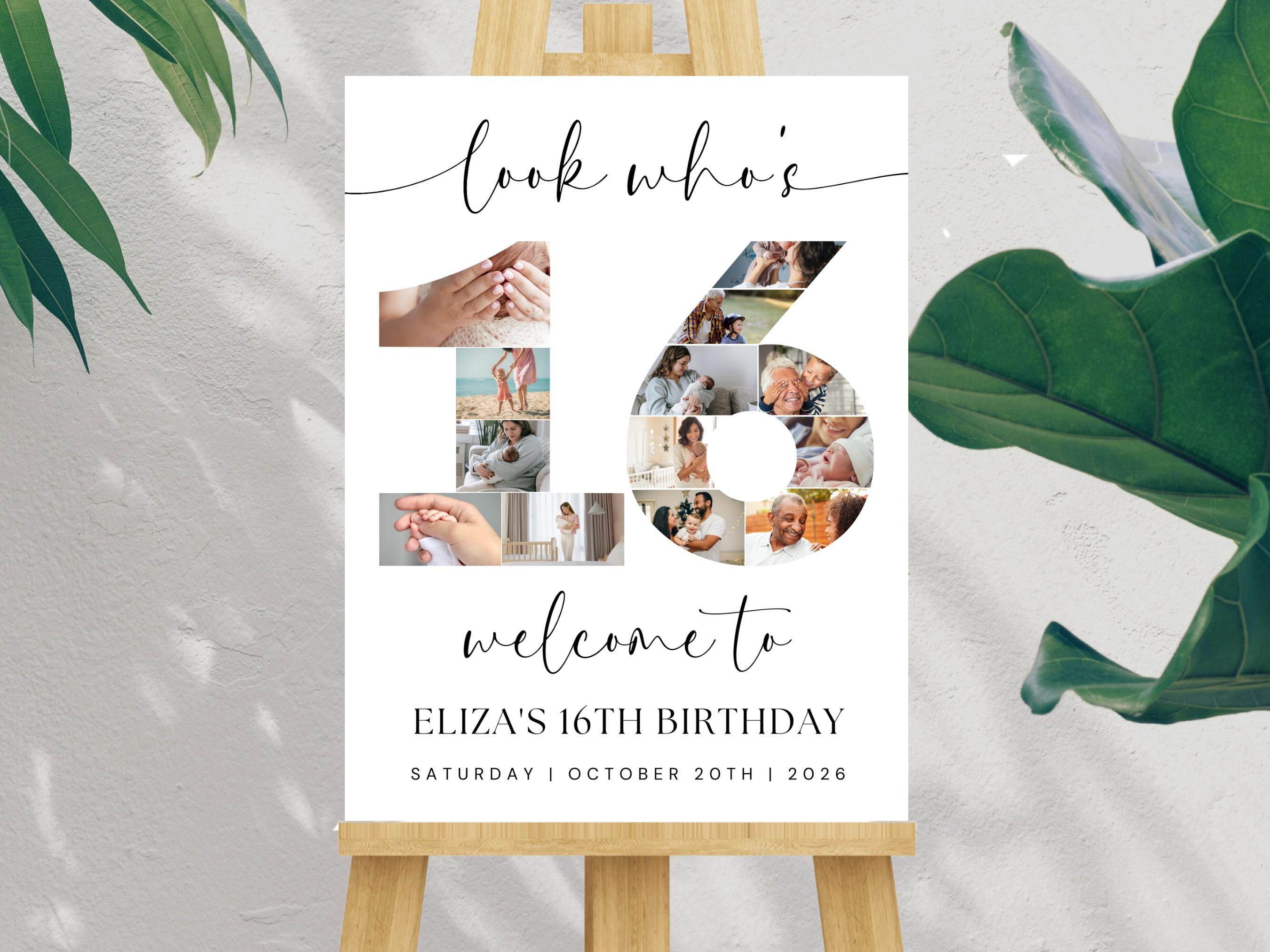 16th Birthday Photo Collage Poster Editable Template, Look Who's 16 ...