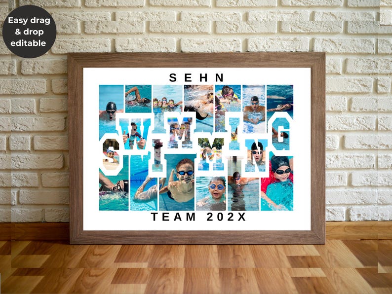 Swimming Team Photo Collage Template: Personalized Senior Gift (digital ...
