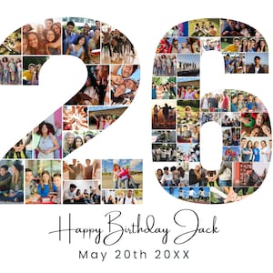 26th Birthday Photo Collage Template, Personalized Gift (digital ...